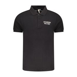 Accademia Militare Schwarzes Baumwoll-Polohemd f&uuml;r Herren