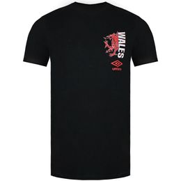 Umbro Wales illustrierte Dragon Herren Black T-Shirt