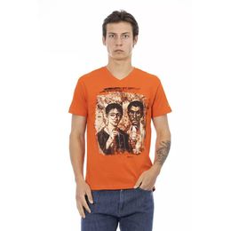 V-Ausschnitt Oranges Kunstdruck T-Shirt