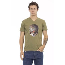 V-Ausschnitt Totenkopf Grafik T-Shirt