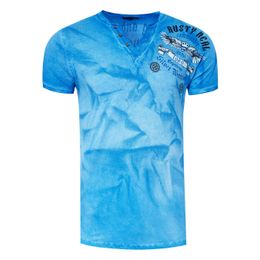 Rusty Neal V-Neck T-Shirt mit Front & Back Prints