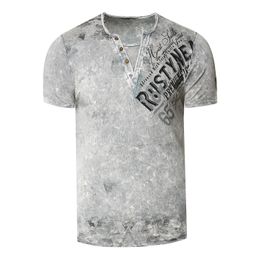 Rusty Neal V-Neck T-Shirt Verwaschen mit Seitlichem Logo Print