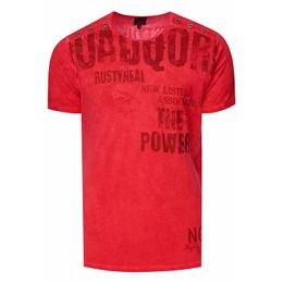 Rusty Neal Verwaschenes T-Shirt mit Doppelter Knopfleiste