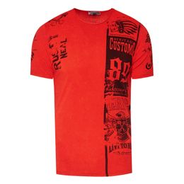 Rusty Neal Washed Biker T-Shirt mit Front & Back Prints