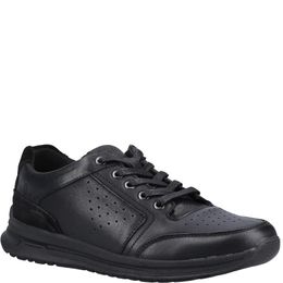 Hush Puppies Mens Joseph Leder Turnschuhe (Hellschwarz)