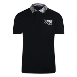 Cavalli Class - Schwarzes Poloshirt Mit Gestreiftem Kragen
