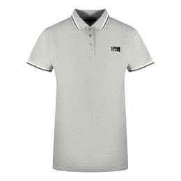 Cavalli Class Poloshirt mit Zwillingskantenkragen in Schwarz mit Logo in Grau