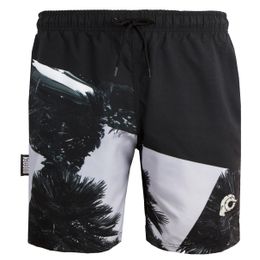 GUGGEN Mountain Herren Badehose mit Palmen Muster Wei&szlig; Schwarz