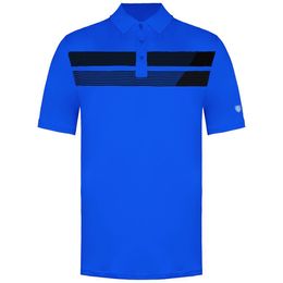 Island Green Herren-Golf-Poloshirt mit asymmetrischem Print, Blau