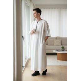 Herren Beige Ramadan Marokkanische Gandoura Thobe Robe Djellaba Eid Jubba LFS-TT-006