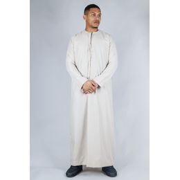 Herren Beige Thobe Emirati Islamische Jubba Robe Eid Quaste Normale Passform