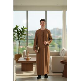 Herren Braun Eid Marokkanische Jubba Robe Djellaba Ramadan Eid Thobe LFS-HM11