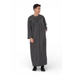 Herren Eid Grau marokkanische Thobe Robe Djellaba Ramadan Eid Jubba- HM10