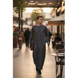 Herren Grau Eid Marokkanische Thobe Robe Djellaba Ramadan Eid Jubba LFS- HM10