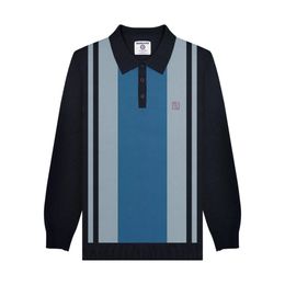 Lambretta - "AW25" Poloshirt f&uuml;r Herren, Verkleidet, Lang&auml;rmlig (Marine/Eisen)