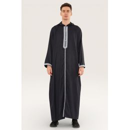 Marokkanische Thobe-Robe f&uuml;r Herren, Eid, grau, mit Kapuze, Djellaba, Ramadan, Jubba &ndash; HM3