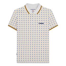 Lambretta - "SS25" Poloshirt f&uuml;r Herren (Wei&szlig;/Marineblau/Gold)