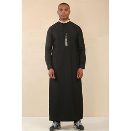 Schwarzer Herren-Thobe, arabische saudi-arabische emiratische islamische Kleidung, Jubba-Robe