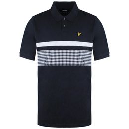 Lyle & Scott Lyle & Scott Gingham Yoke Stripe Herren Marine/Wei&szlig; Poloshirt