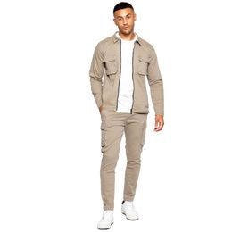 Enzo | Herren Cargo-Trainingsanzug-Set - Beige