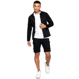 Enzo | Herren Cargo-Trainingsanzug mit Shorts Set - Schwarz