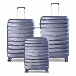 Hartschalenkoffer TSA Rauchblau Robuster 8-Rad-Handgep&auml;ck-Reisekoffer f&uuml;r den Urlaub
