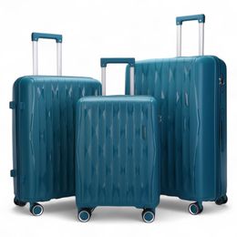 Hartschalenkoffer, Blaugr&uuml;n, robust, 8 R&auml;der, Kabinengep&auml;ck, TSA-Koffer, f&uuml;r Urlaub und Reisen