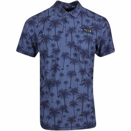 Puma X Ptc Palm Print Kurzschl&auml;fe Hagen Navy Herren Golf Polo -Hemd 537334 02