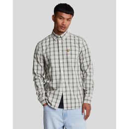 Lyle & Scott Herrenhemd aus gewaschenem Popeline mit Karomuster in Grau