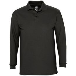 SOLS Herren Winter II Langarm-Pique-Baumwoll-Poloshirt (Schwarz)