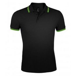 SOLS Mens Pasadena Tipped Short Sleeve Pique Polo Shirt (Schwarz/Limette)