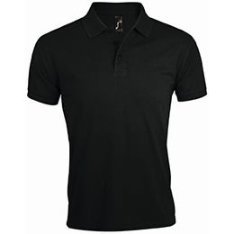 SOLS Mens Prime Pique Plain Short Sleeve Polo Shirt (Schwarz)