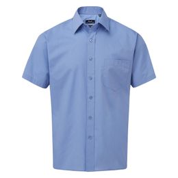 Premier Herren Popelin-Hemd, kurz&auml;rmlig (Mittelblau)