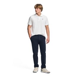 Kurz&auml;rmliges Poloshirt wei&szlig; mit drei Kn&ouml;pfen und Rigby Go Logo