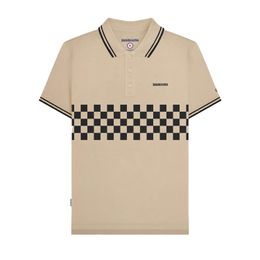 Lambretta - "SS25" Poloshirt Mit kontrastfarbenen Streifen f&uuml;r Herren (Steinfarben/Schwarz)