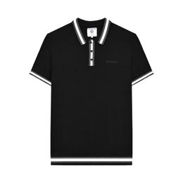 Lambretta - "Valero" Poloshirt Mit kontrastfarbenen Streifen f&uuml;r Herren kurz&auml;rmlig (Schwarz)