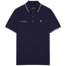 Lyle & Scott Lyle & Scott Marineblaues kurzarmliges Poloshirt mit Koordinatenmuster und Logo