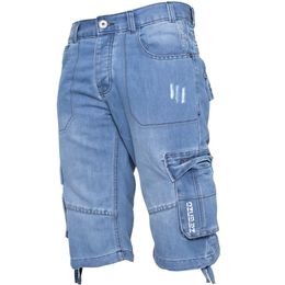 Enzo Herren Cargo Combat Denim Shorts