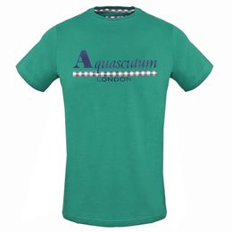 Aquascutum Check Strip Logo Gr&uuml;nes T-Shirt