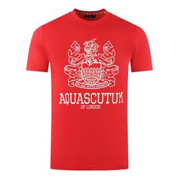 Aquascutum Large Bold London Aldis Marke Logo Rot T-Shirt