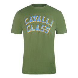 Cavalli Class - T-shirt In Milit&auml;rgr&uuml;n Mit Mehrlagigem Logo