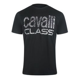 Cavalli Class - Schwarzes T-shirt Mit Auff&auml;lligem Zebra-print