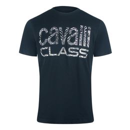 Cavalli Class - Marineblaues T-shirt Mit Auff&auml;lligem Zebra-print