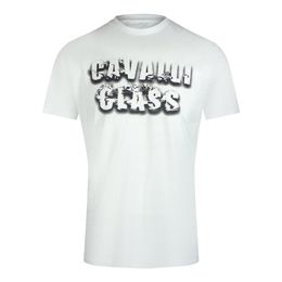 Cavalli Class - T-shirt In Gebrochenem Wei&szlig; Mit Auff&auml;lligem Logo In Rauchoptik