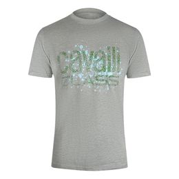 Cavalli Class - T-shirt &bdquo;cracked Sprayed Logo" In Graumeliert