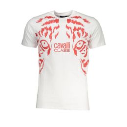 Cavalli Class Bianco Baumwoll Herren T-Shirt
