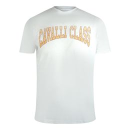 Cavalli Class Varsity Logo T-shirt In Cremewei&szlig;