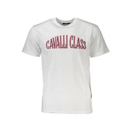 Cavalli Class Wei&szlig;es Baumwoll-Herren-T-Shirt