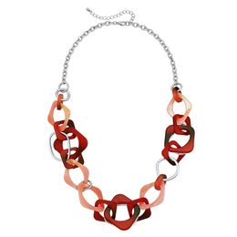 Collierkettchen Steuer "Acryl bunt Metall Gl&auml;nzend", rot, Halsketten, Damen, 76cm, Metall, L: 76 B: 40mm, gl&auml;nzend, B:40mm