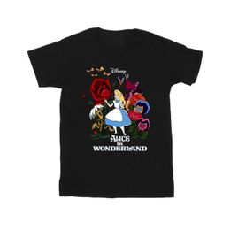 Disney - "Alice In Wonderland Flowers" T-Shirt f&uuml;r Herren (Schwarz)